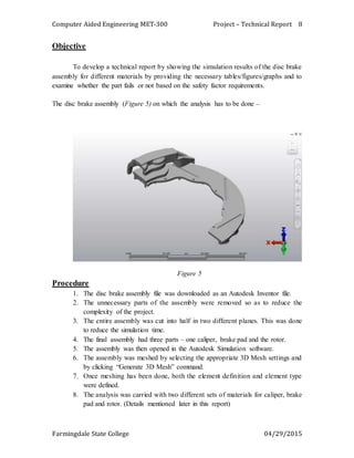 Finite Element Analysis of Disk brake assembly. | DOCX