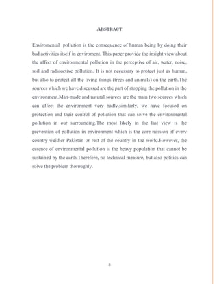 Technical Business writing report on( Environmental pollution) | PDF