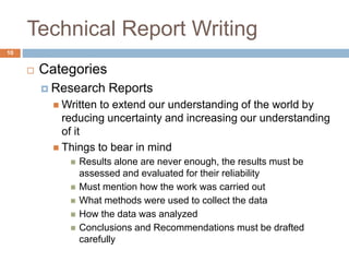 Technical Report Writing Presentation | PPTX