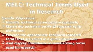 technical research terms. for grade 10 pptx | PPTX