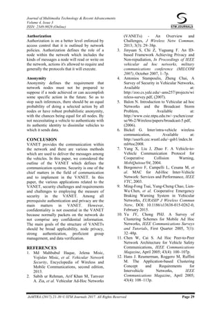 Technical Review on Different Applications, Challenges and Security in VANET | PDF