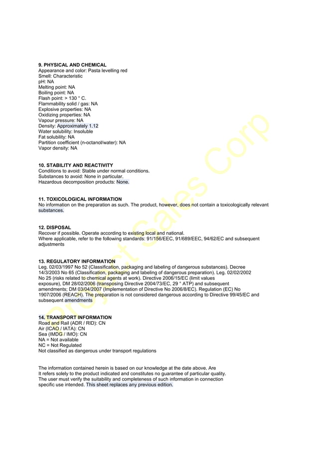Technical & Safety Data Sheet Arexons Motorsil D - Original Red from ...