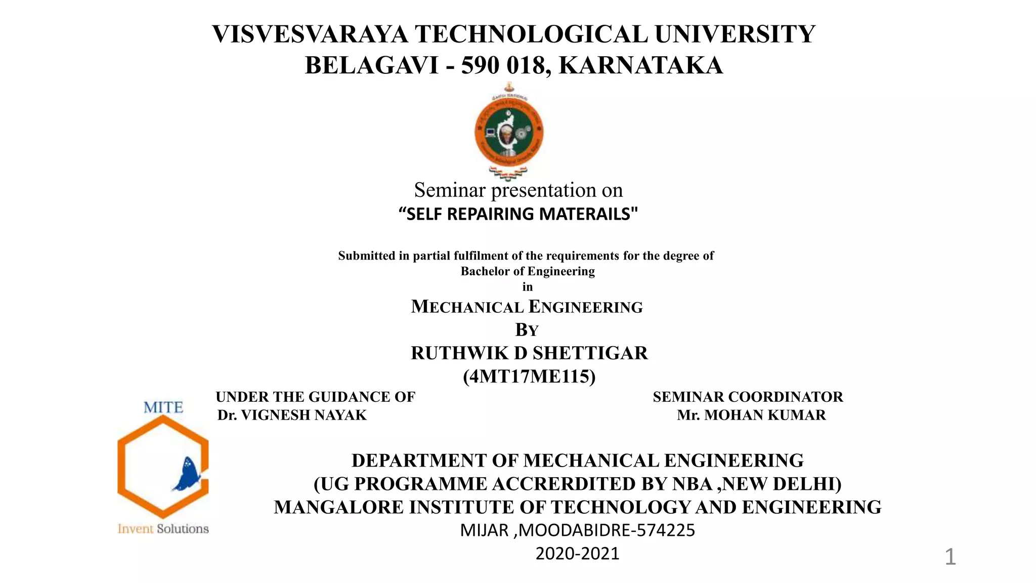 Self-Repairing Materials | PPTX