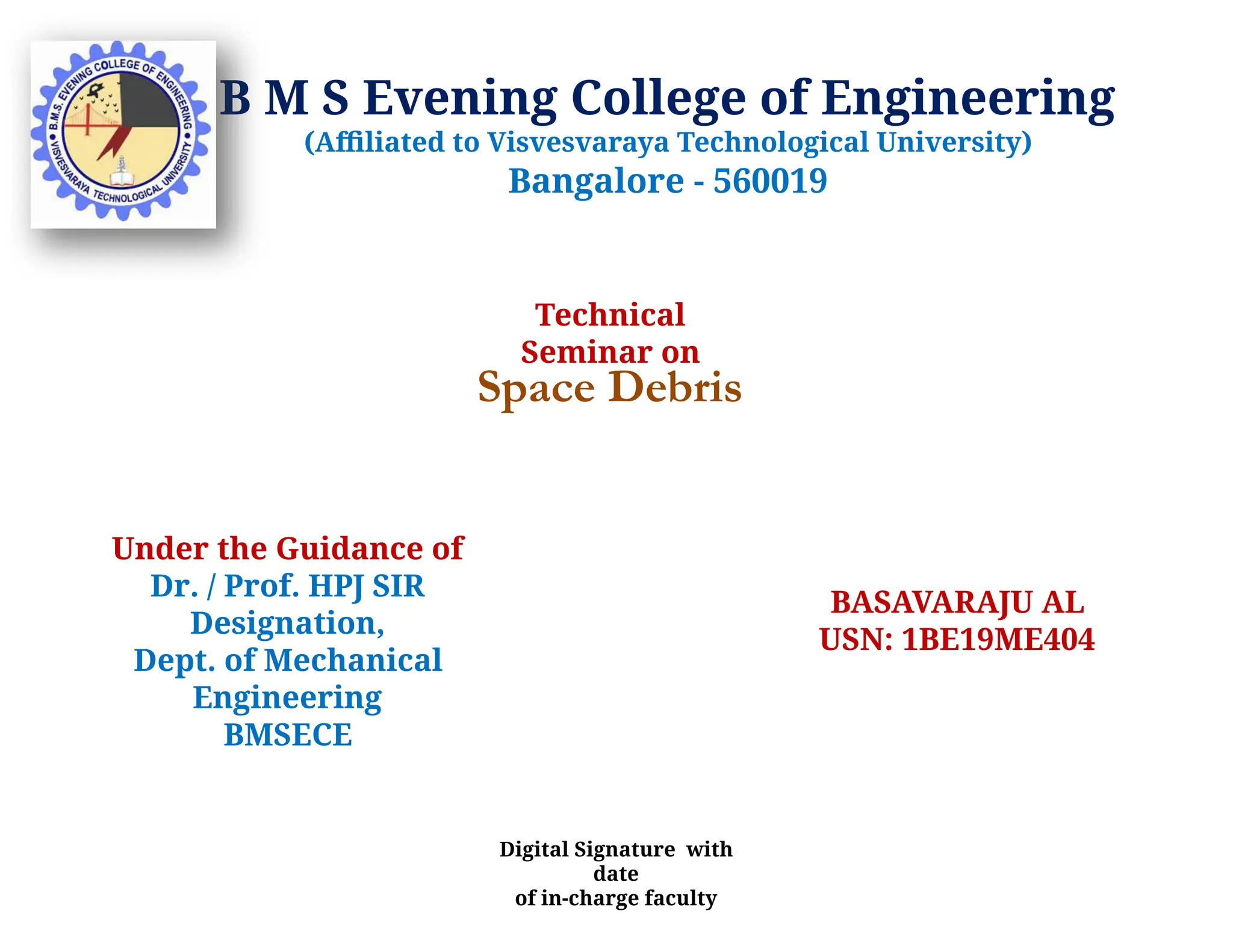 technical seminar on space debirs ppt... | PDF