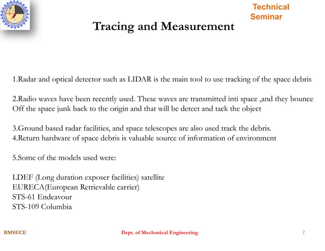 technical seminar on space debirs ppt... | PPT
