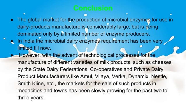 Enzymes used in Dairy Industry | PPTX | Vegan Diets | Food & Drink