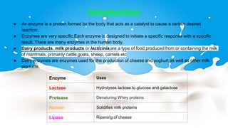 Enzymes used in Dairy Industry | PPTX