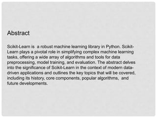 VTU technical seminar 8Th Sem on Scikit-learn | PPT