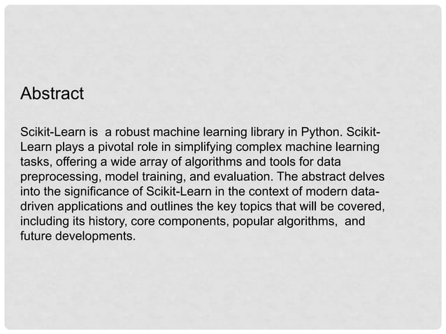 VTU technical seminar 8Th Sem on Scikit-learn | PPT