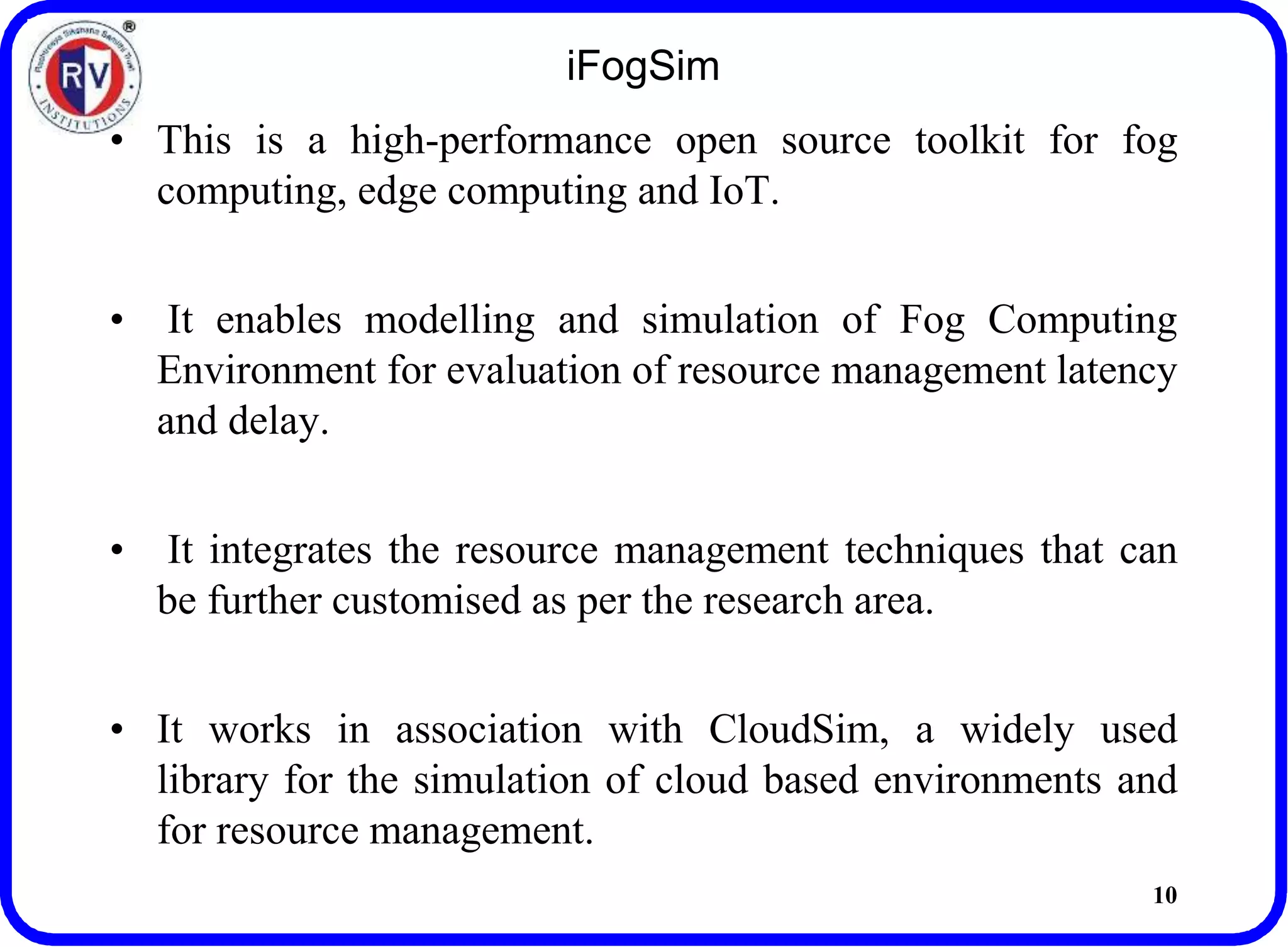 Foog computing and iFogSim for sustainable smart city. | PPTX