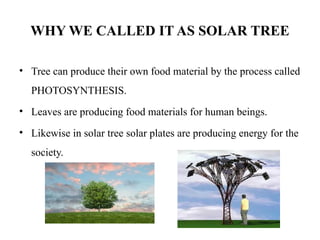 Technical seminar report on Components of solar tree | PPT