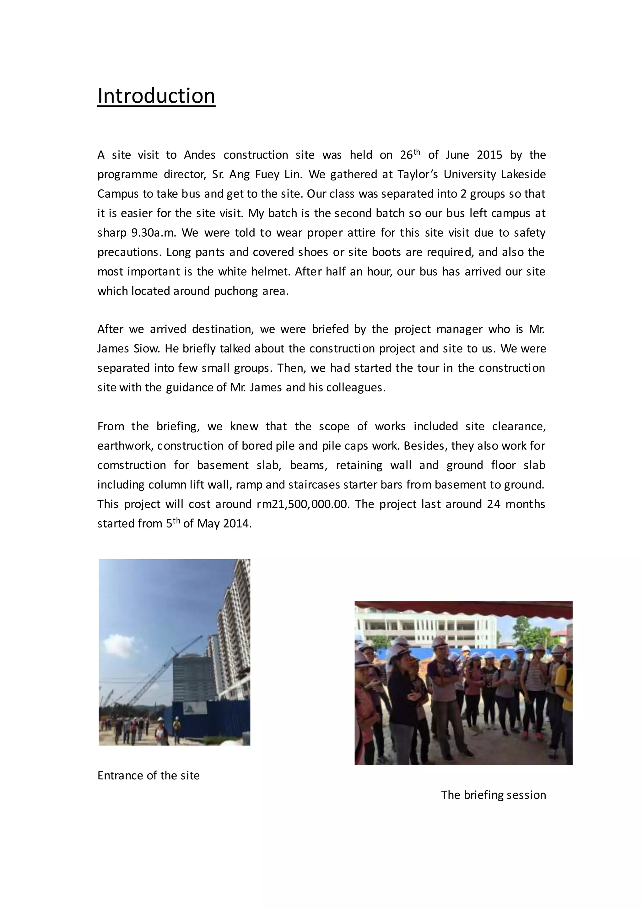 Technical site visit report | DOCX