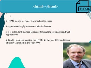 INTRODUCTION TO HTML | PPT