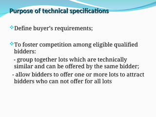 Technical specifications in the procurement process | PPT