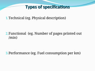 Technical specifications in the procurement process | PPT