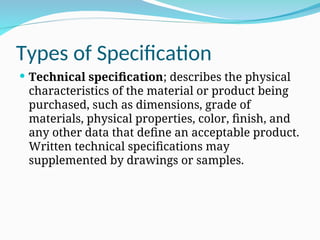Technical specifications in the procurement process | PPT