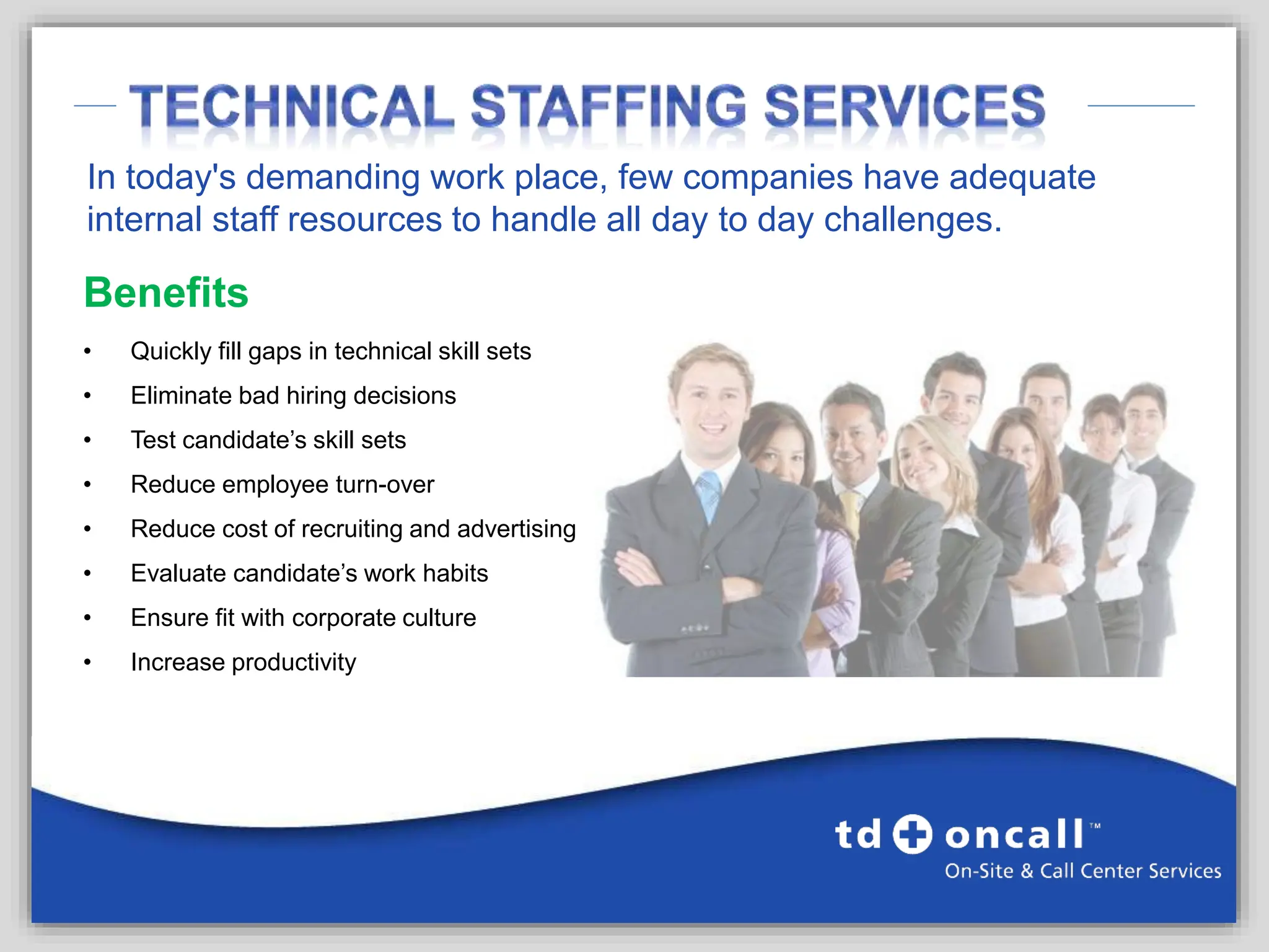 staffing presentation of capabilities for | PPT