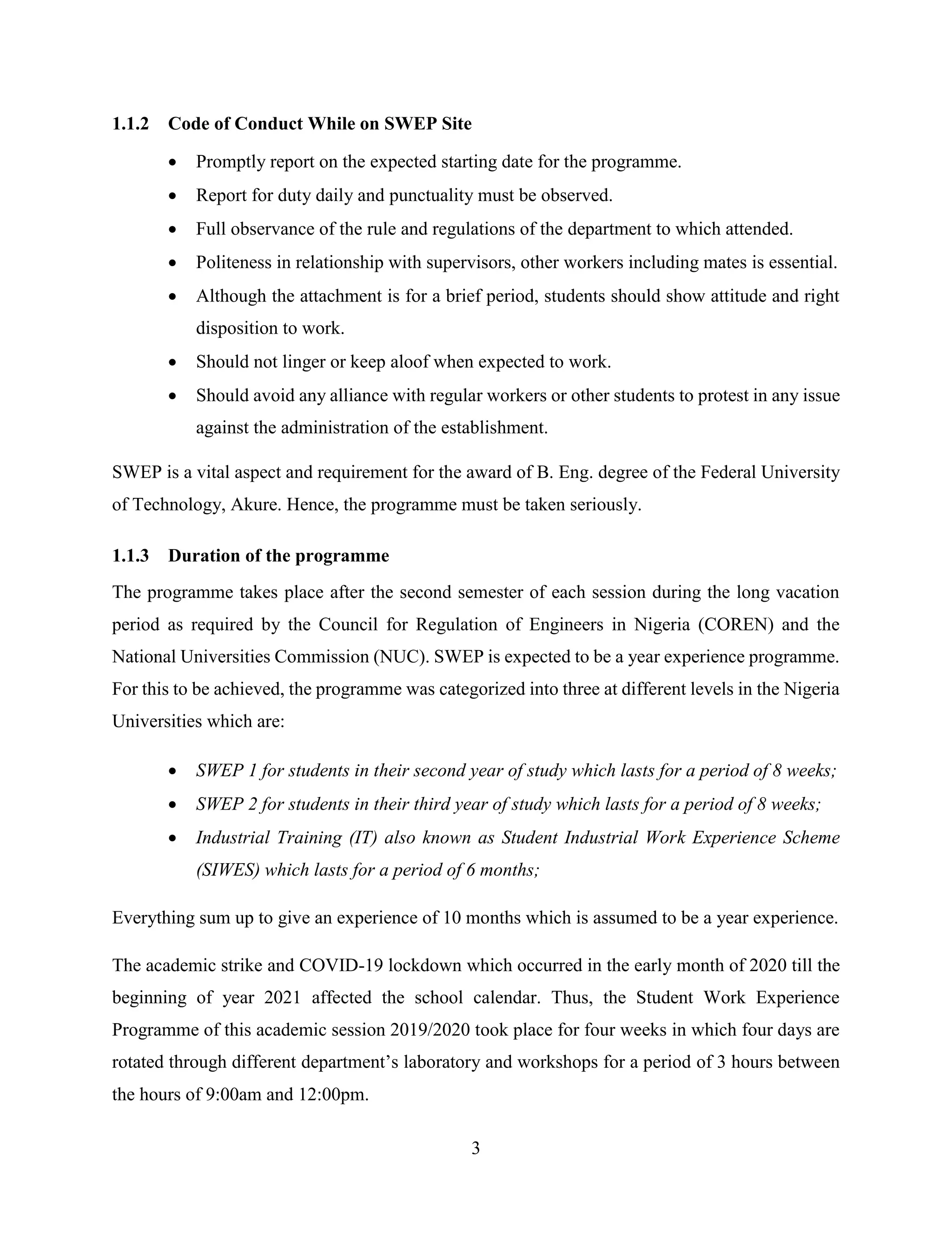 Student Work Experience Programme (SWEP 1) Technical Report by Michael Agwulonu | PDF