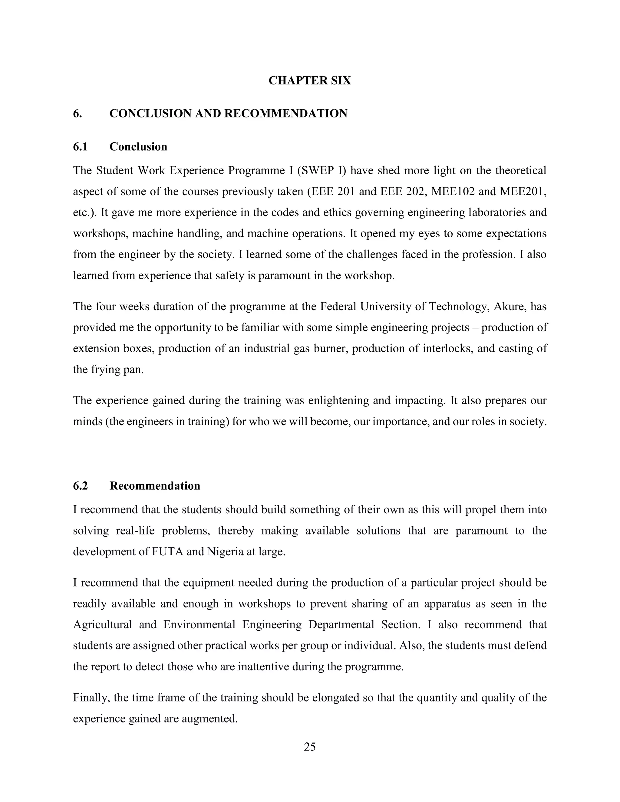 Student Work Experience Programme (SWEP 1) Technical Report by Michael ...