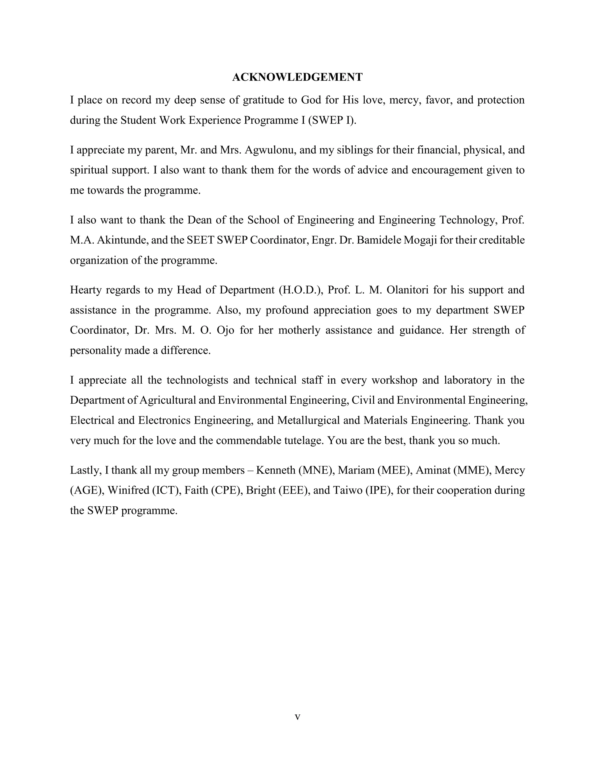 Student Work Experience Programme (SWEP 1) Technical Report by Michael ...