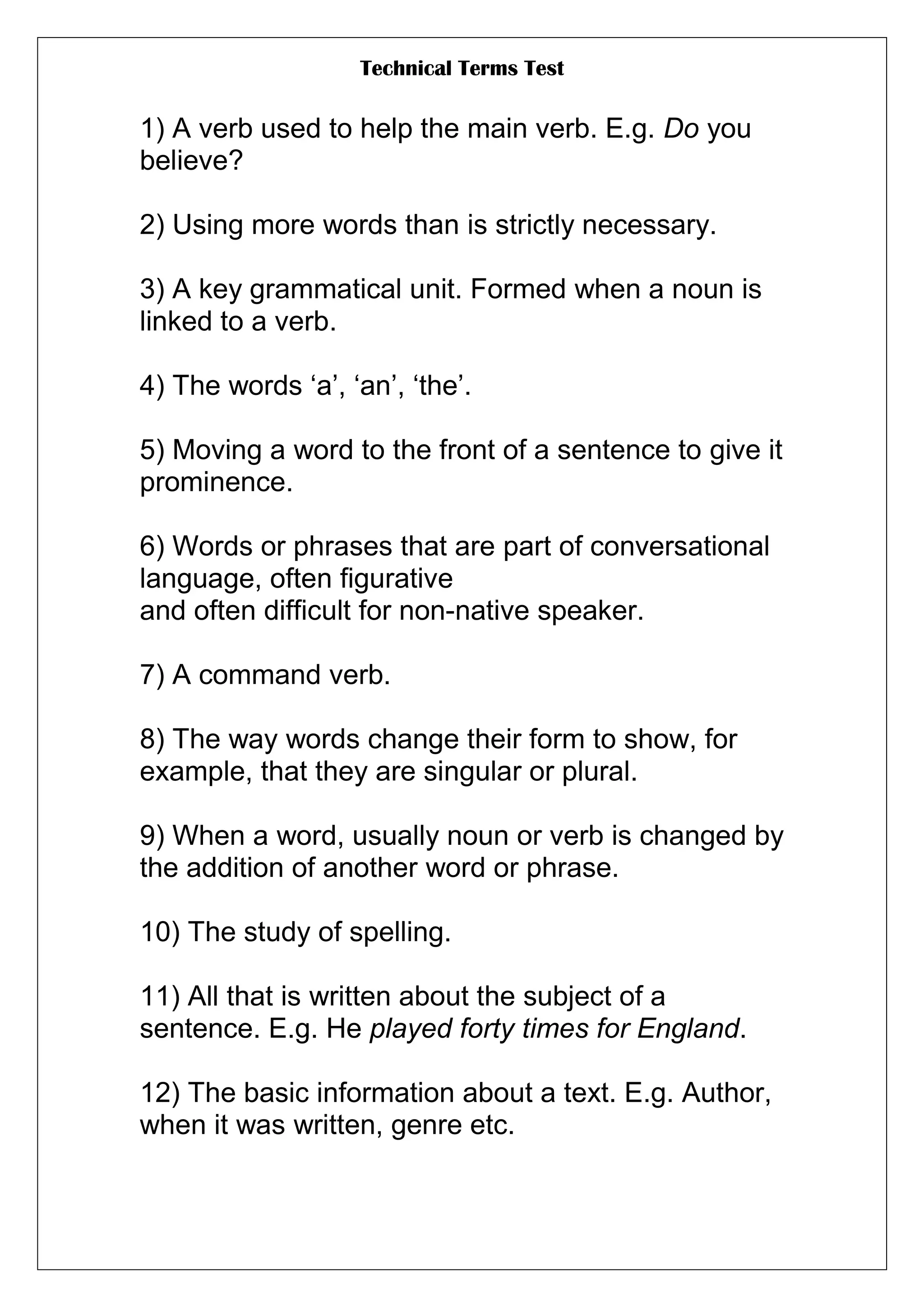 Technical terms test | PDF