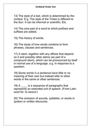 Technical terms test | PDF