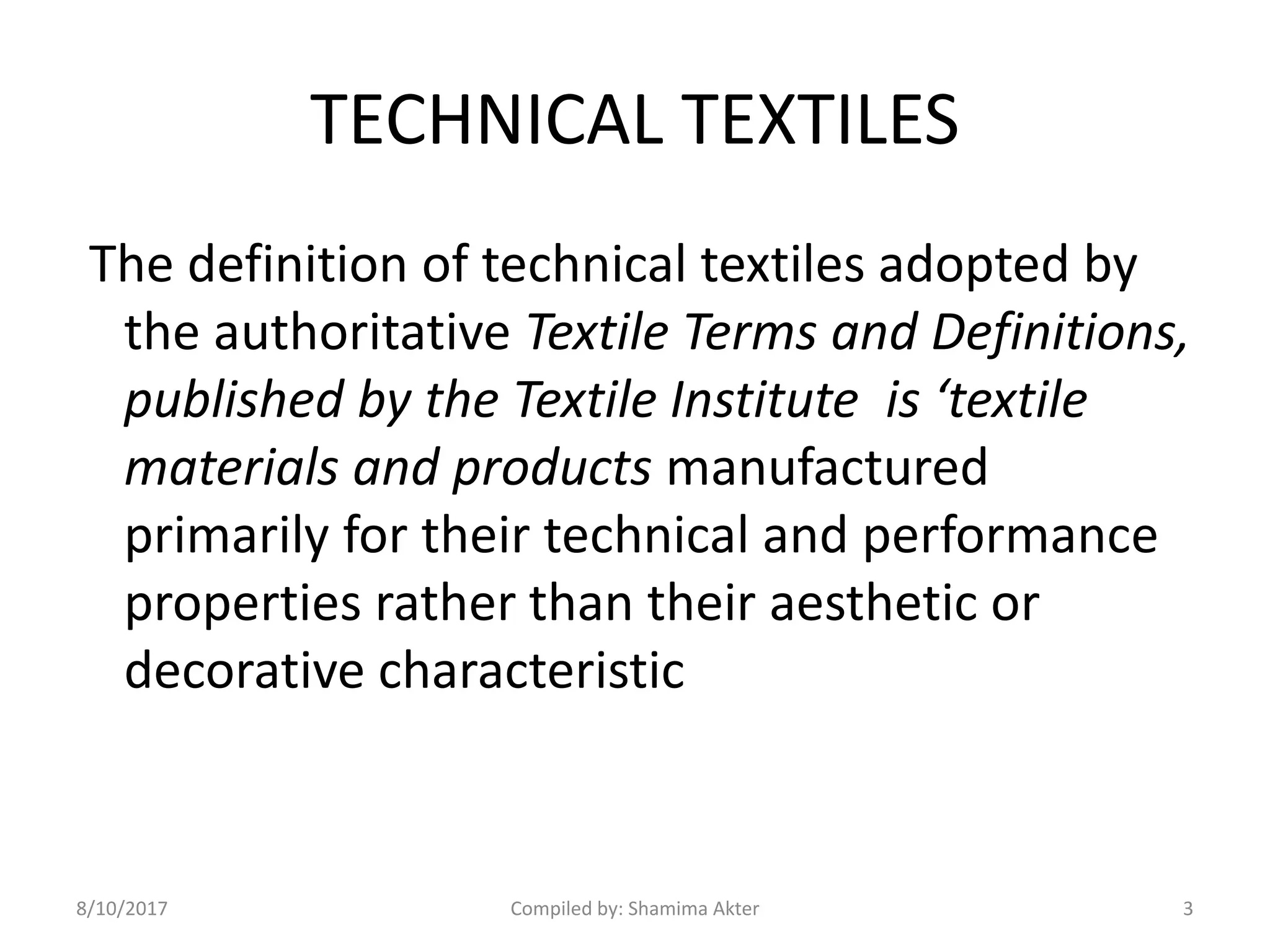 Technical textile.lecture 01 | PPTX