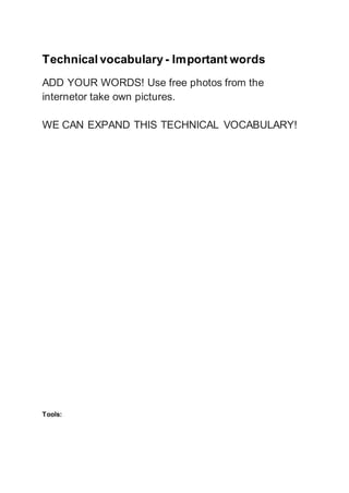 Technical vocabulary important words | DOCX