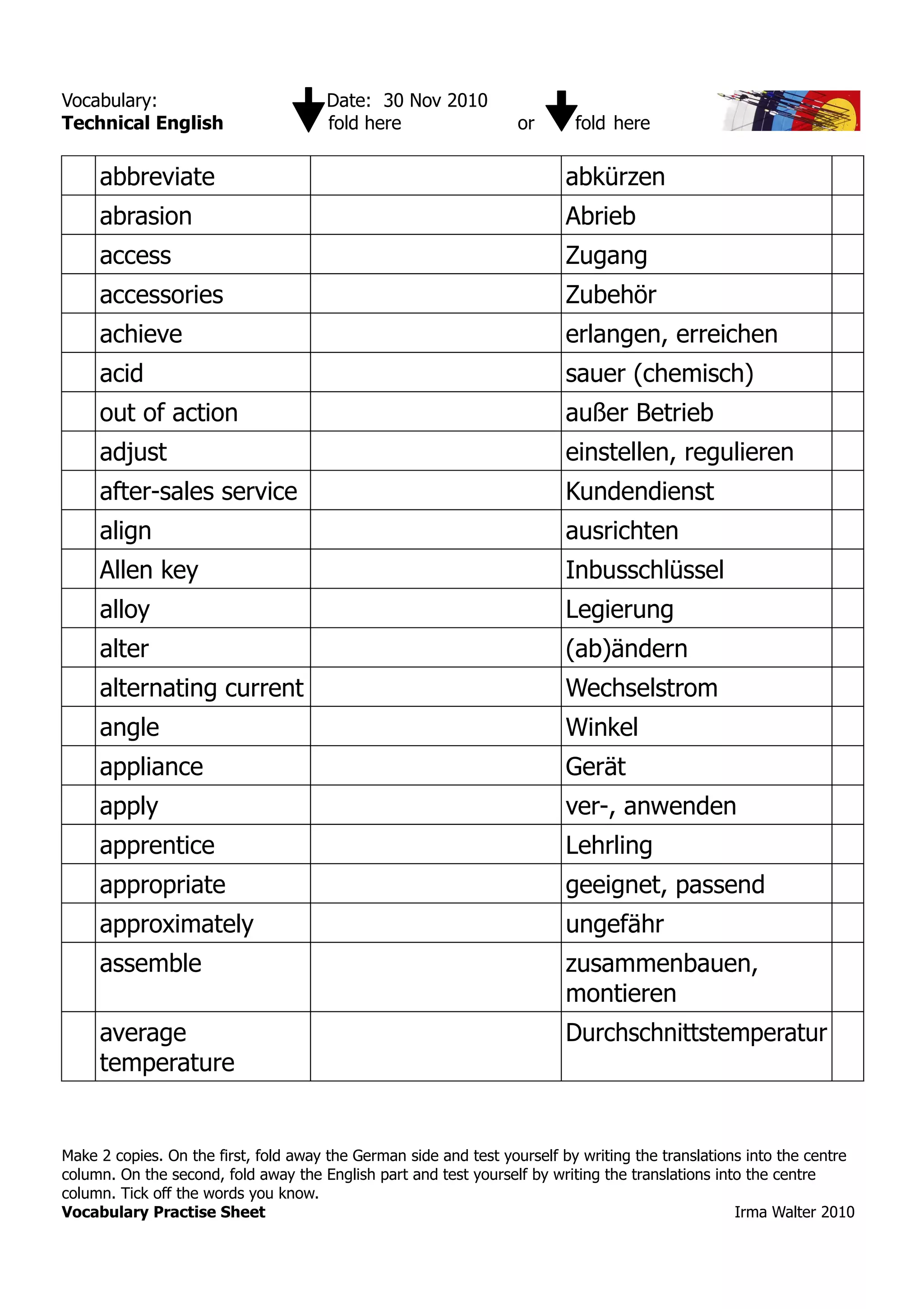 Technical vocabulary 01 | ODT