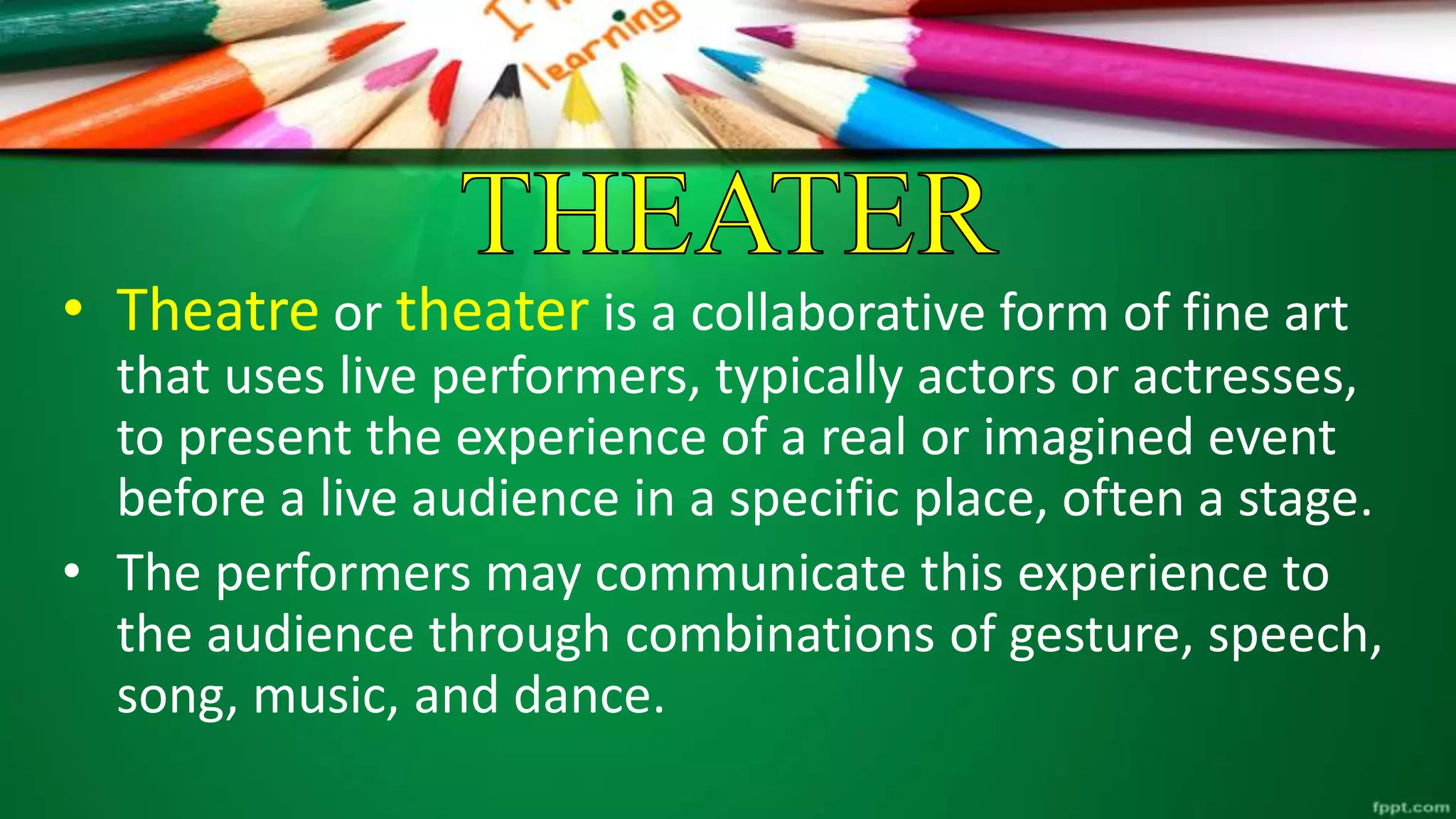 Technical vocabulary for drama and theater | PPTX