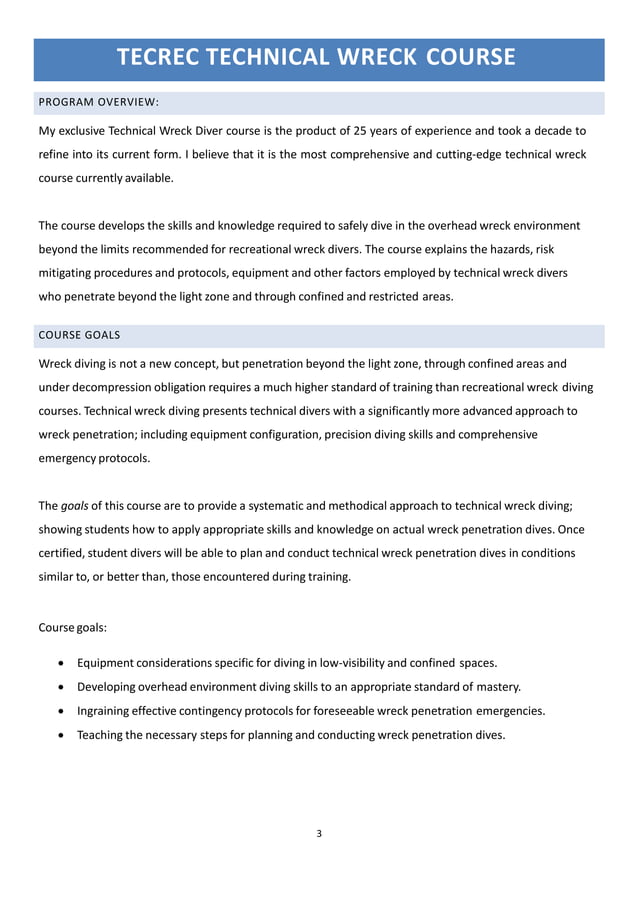 Technical Wreck Course Prospectus | PDF