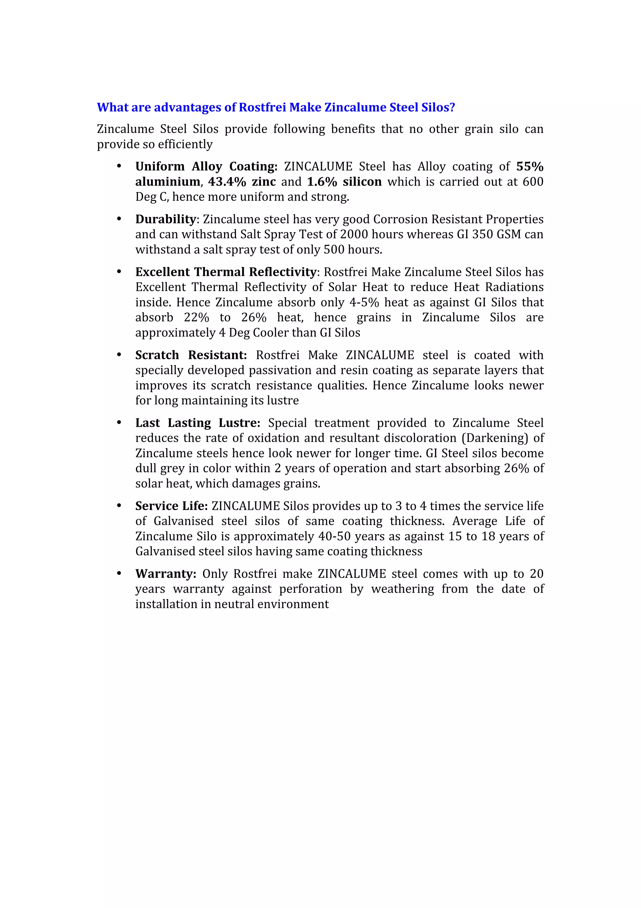 Rostfrei Make Zincalume Steel Silos | PDF