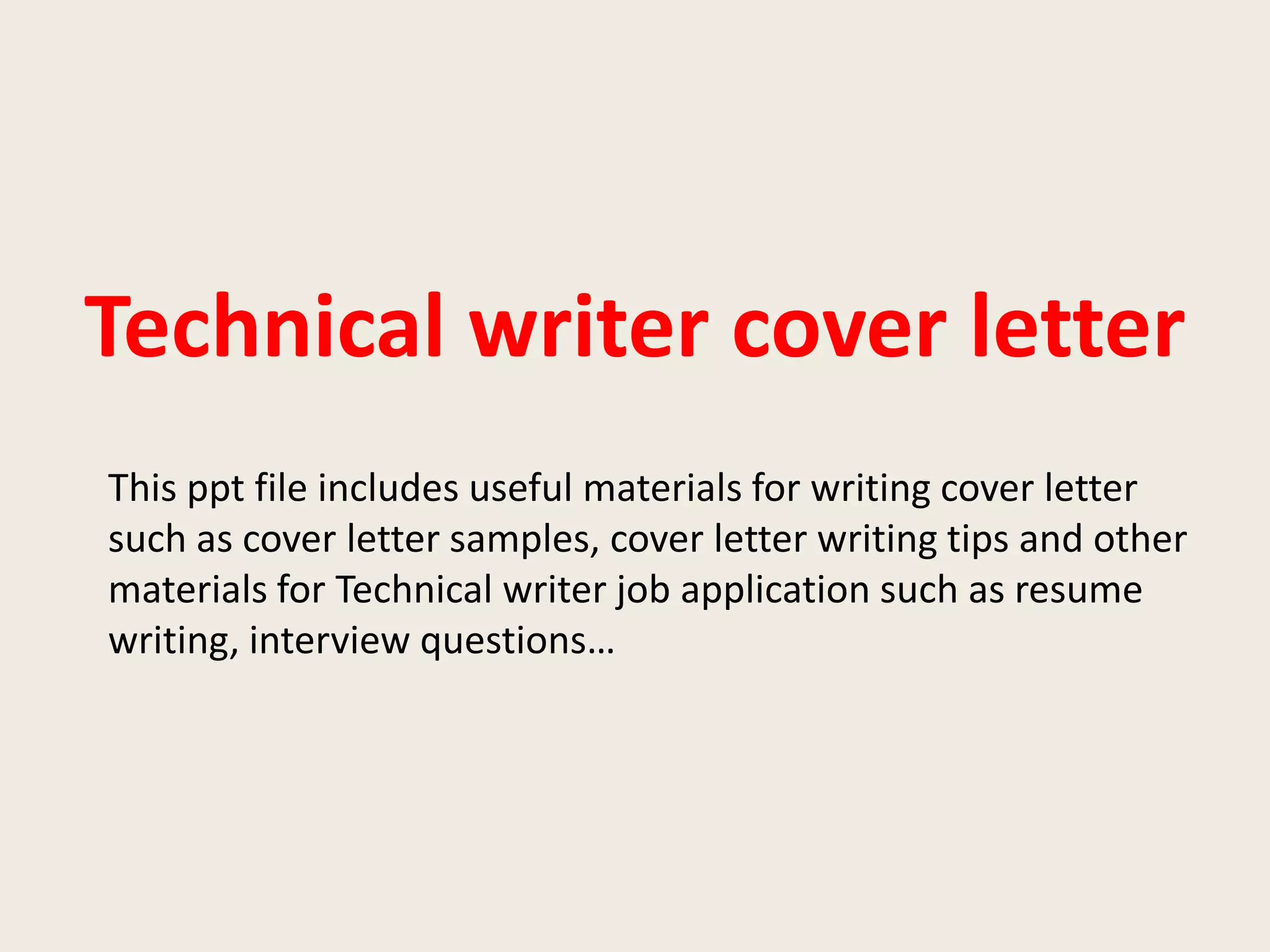 Technical writer cover letter | PPTX