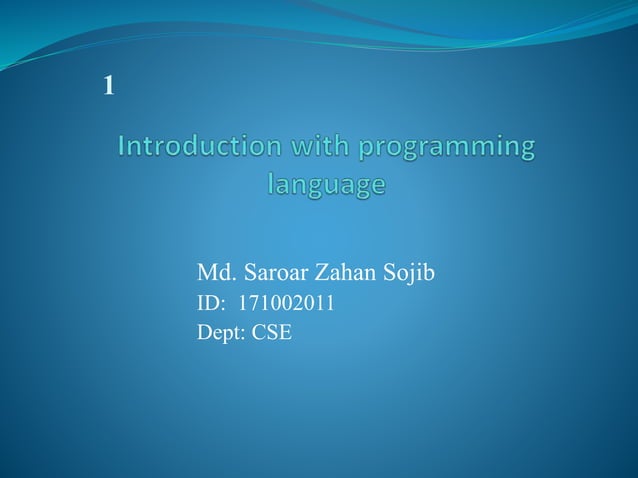 Introduction with Programming Language | PPT