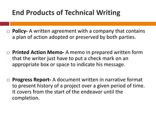 Technical writing nature and outputs | PPTX