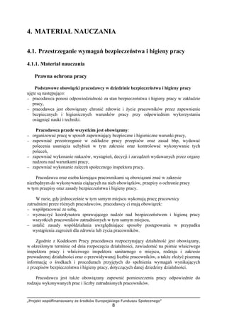 1. Przestrzeganie wymagań bezpieczeństwa i higieny pracy oraz ochrony przeciwpożarowej | PDF