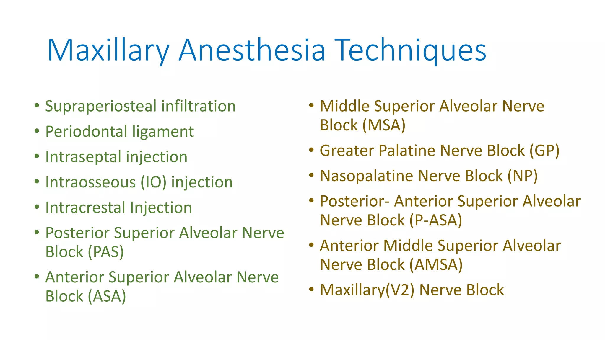 Technique of maxillary anesthesia | PPTX