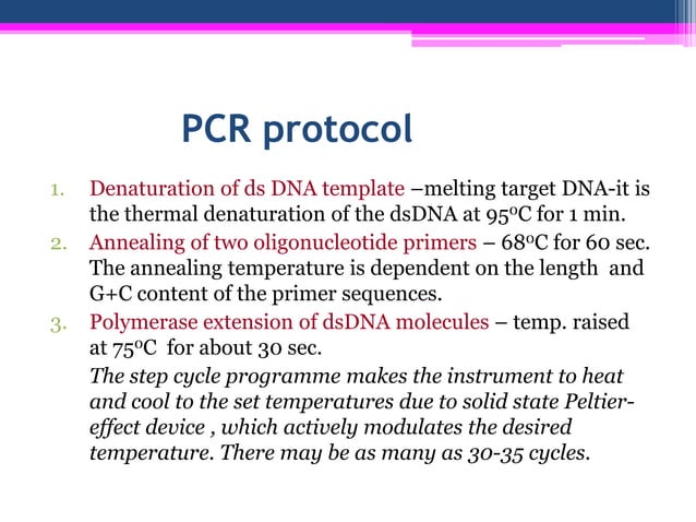 Technique of polymerase chain reaction (pcr) experimental biotechnology ...