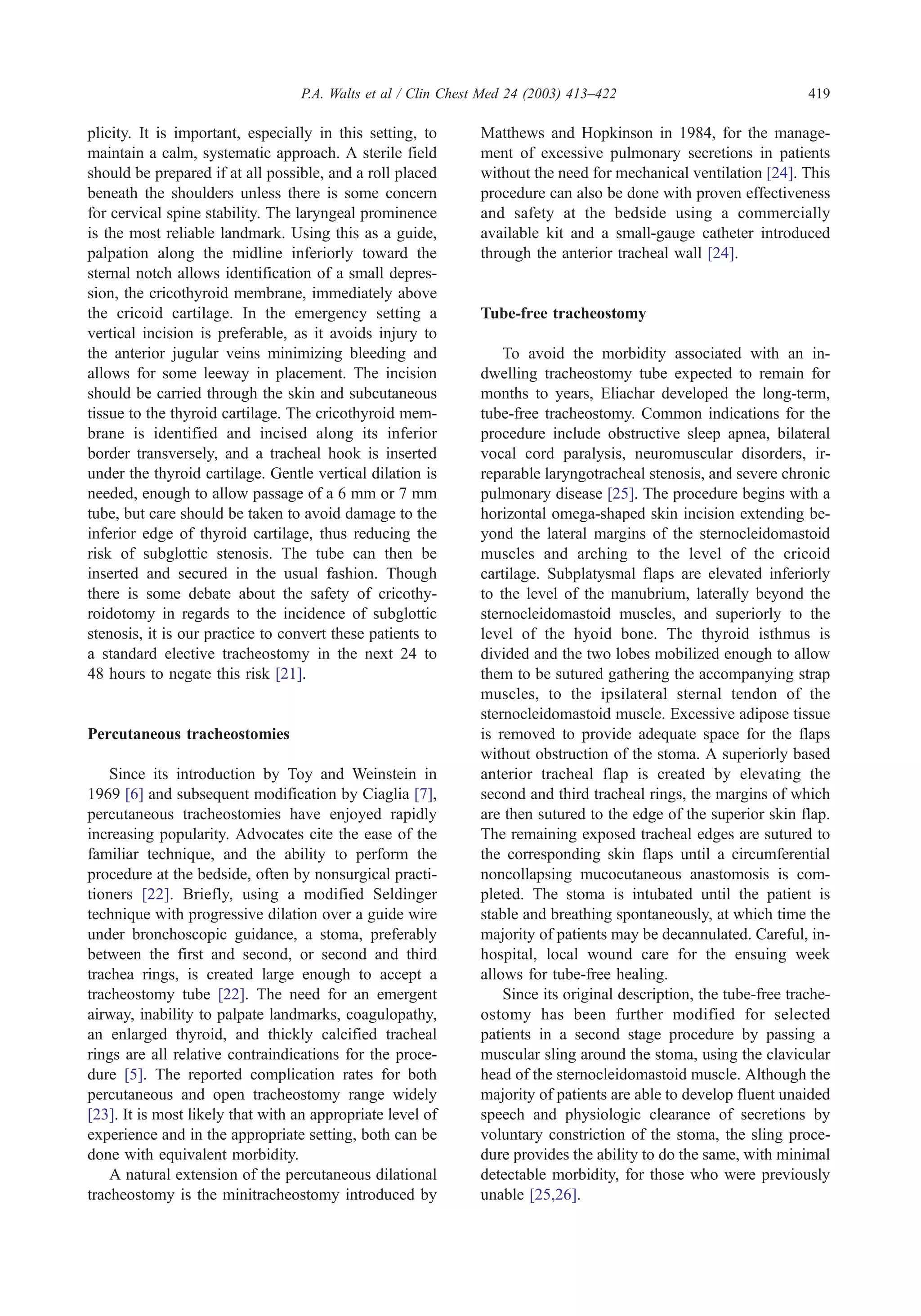 Technique of tracheostomy | PDF | Ear, Nose and Throat Conditions ...
