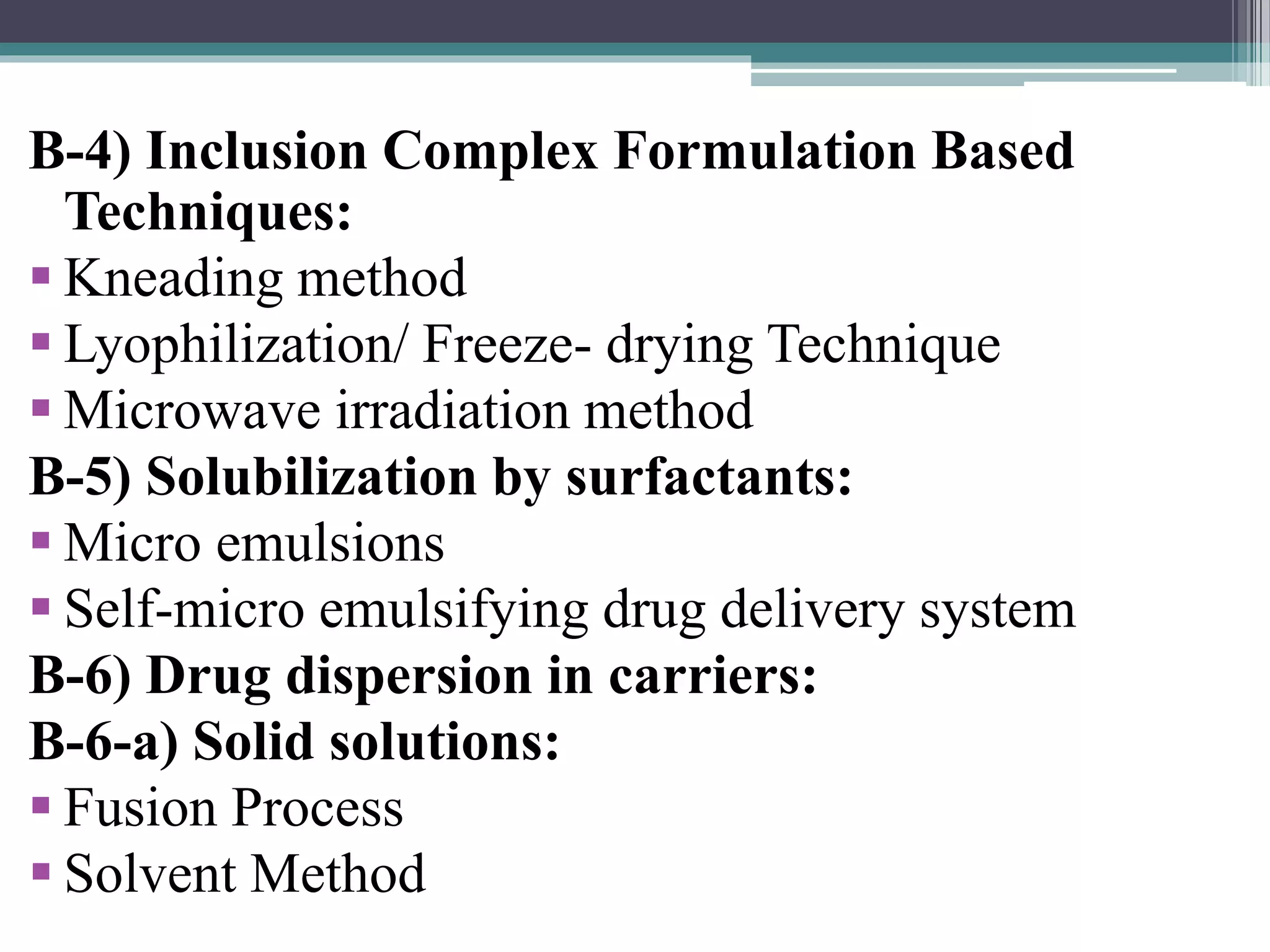 Classification of Solubility Enhancement Techniques | PPTX