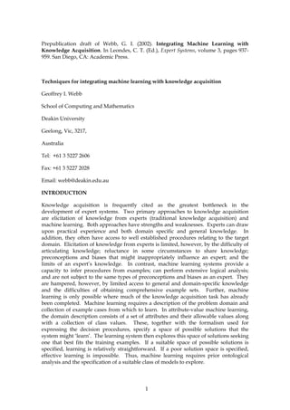 Techniques for integrating machine learning with knowledge ... | PDF