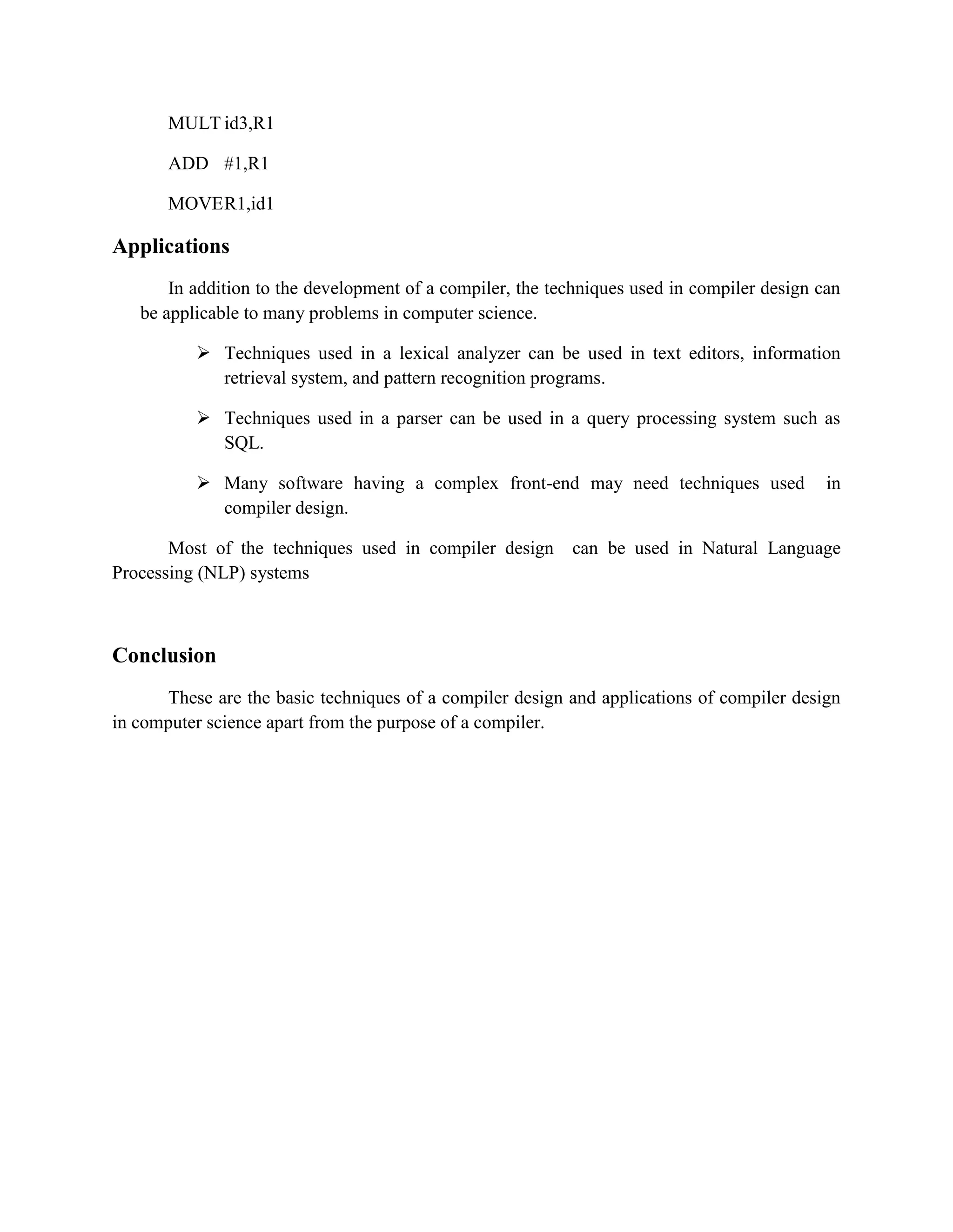 Techniques & applications of Compiler | DOCX