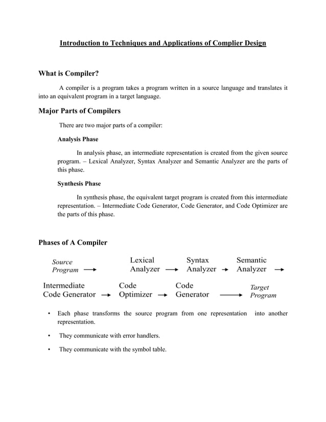 Techniques & applications of Compiler | DOCX
