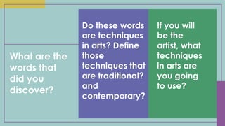 Techniques Contemporaray Philippine Artspptx | PPTX