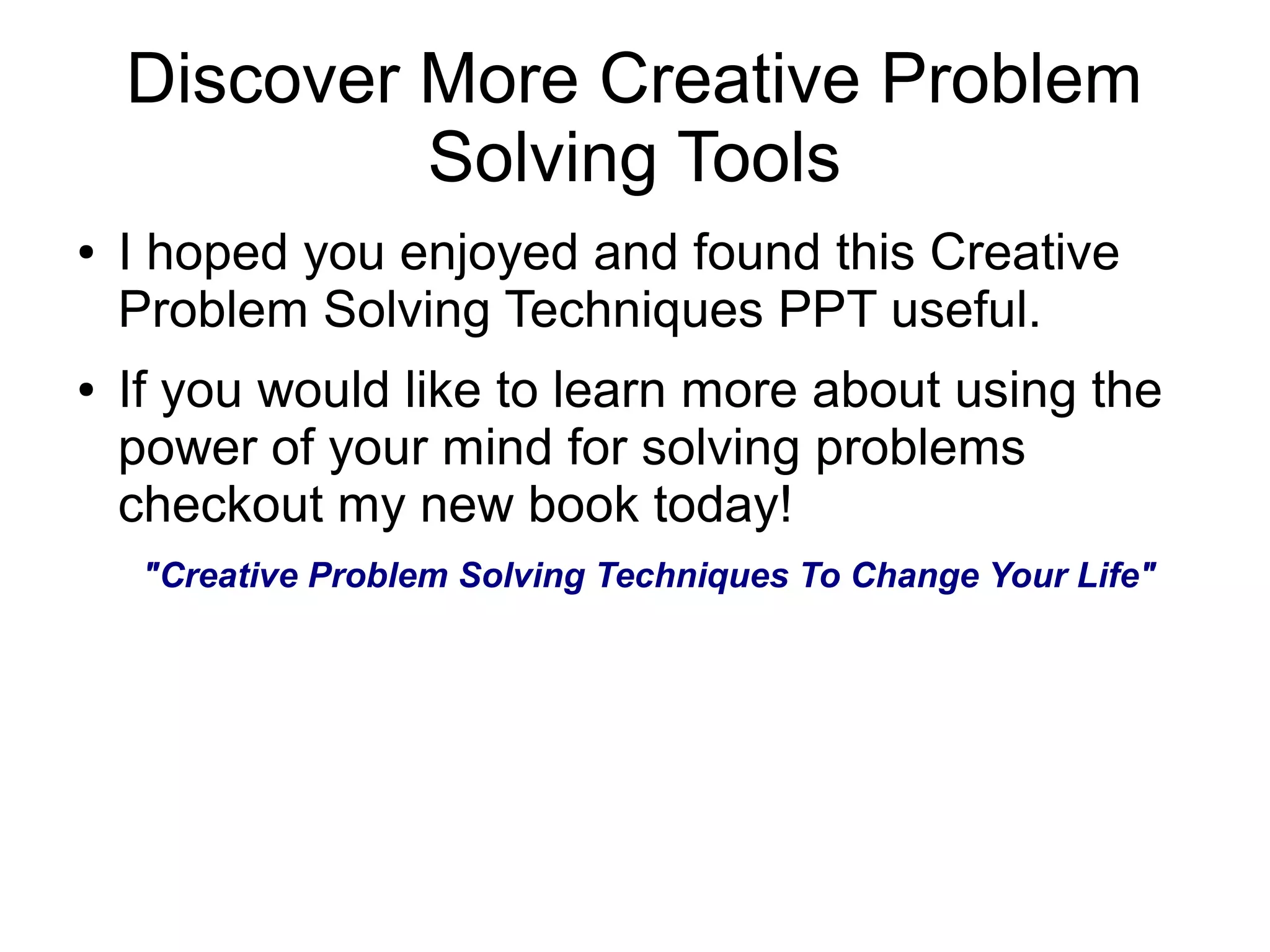 Techniques For Creative Problem Solving | ODP | Internet for Beginners ...