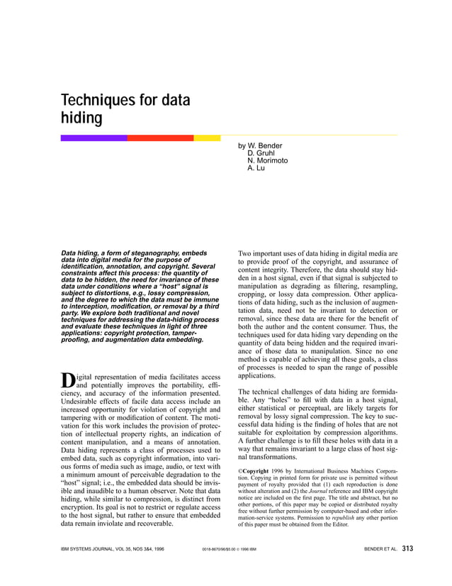 Techniques for data hiding p | PDF