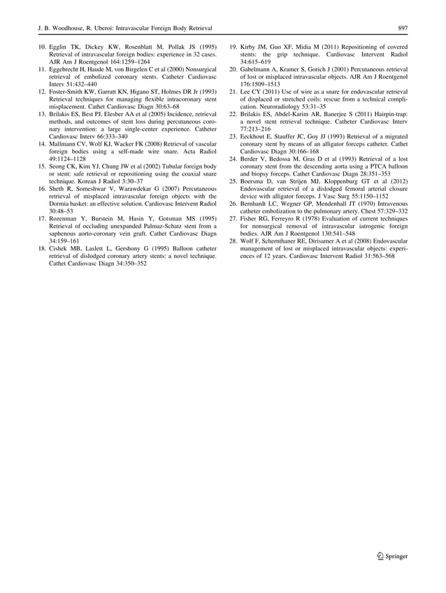 Techniques for intravascular foreign body retrieval | PDF