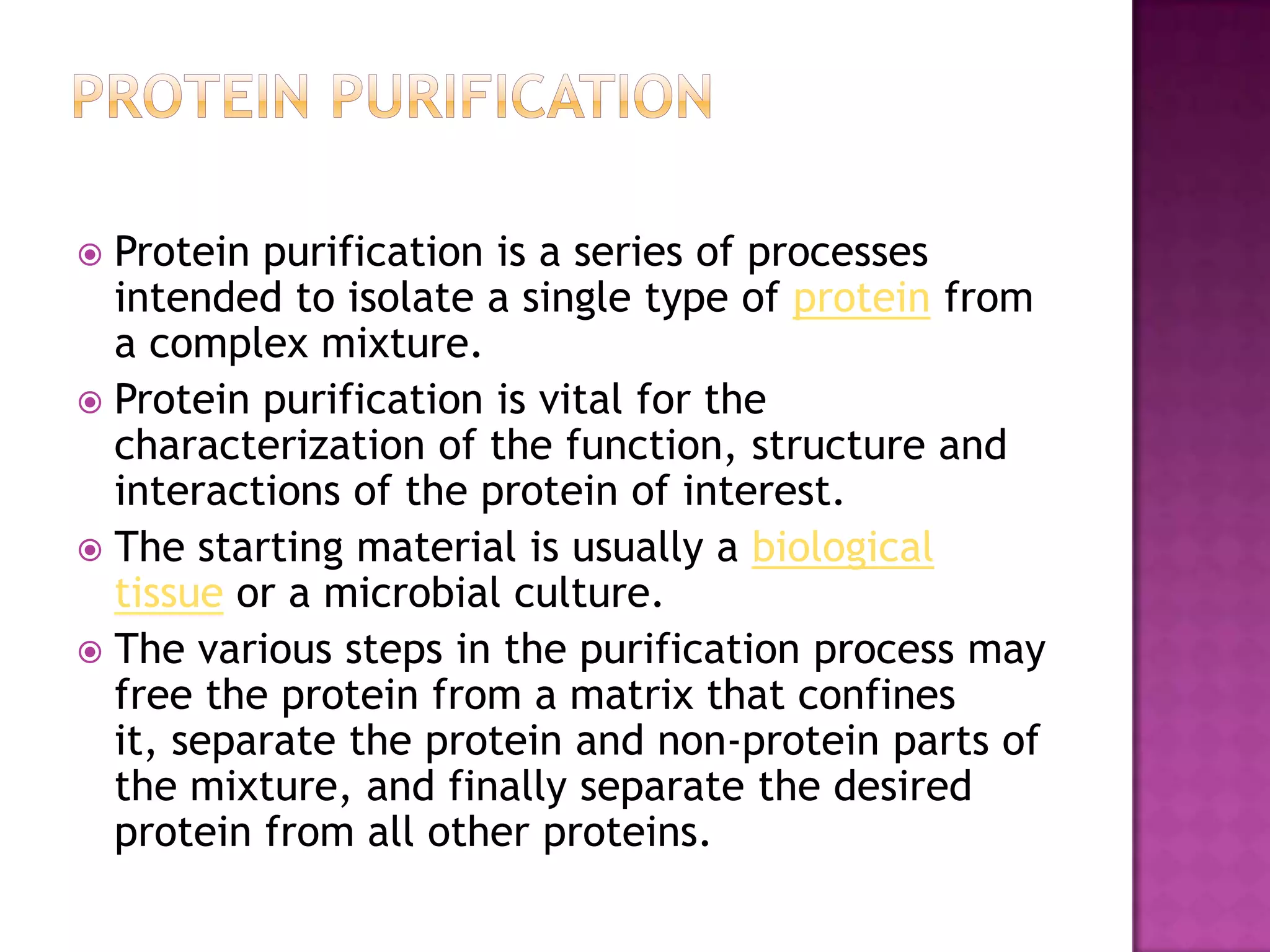 Techniques for protein purification | PPTX | Chemistry | Science