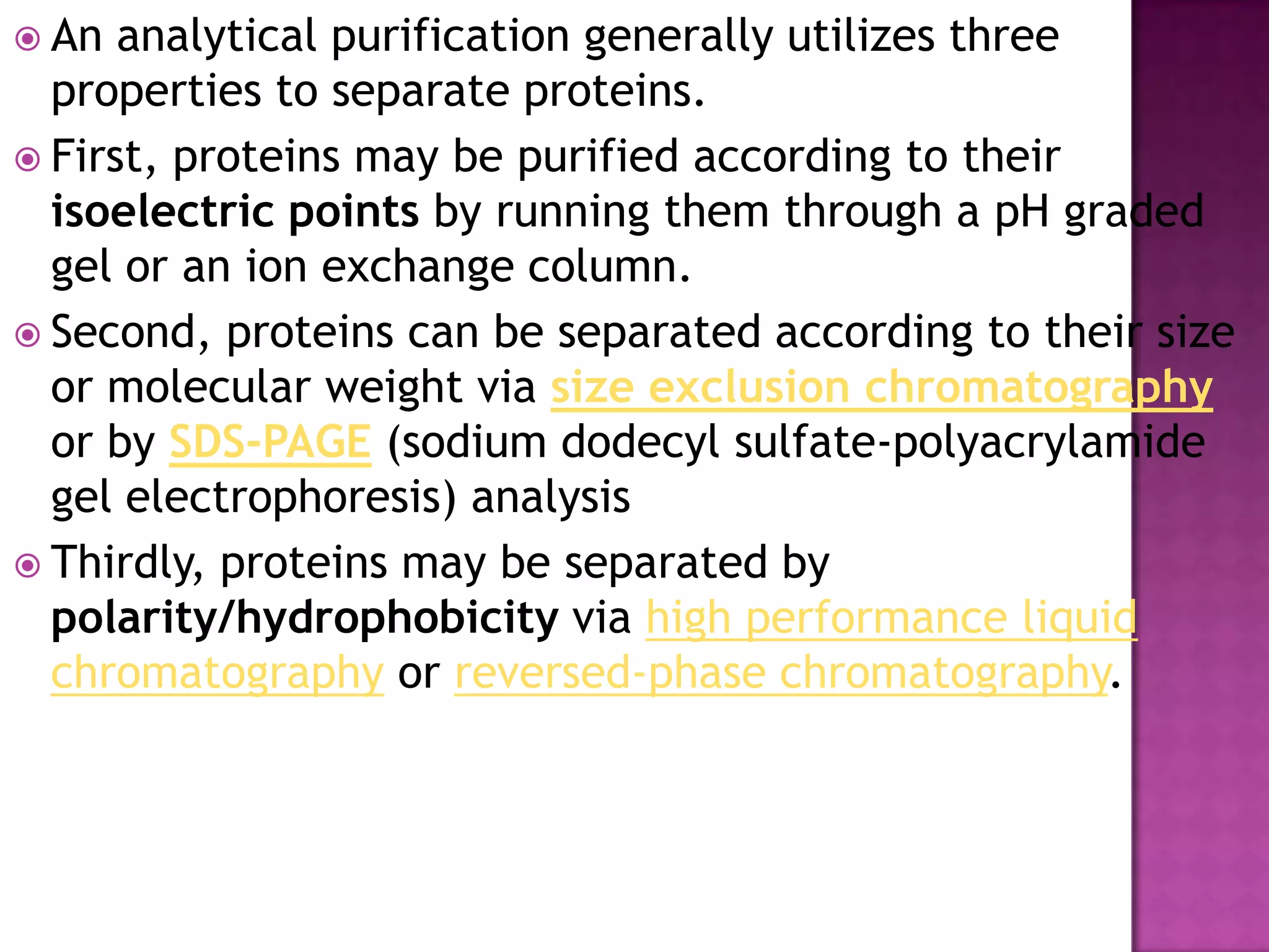 Techniques for protein purification | PPTX | Chemistry | Science