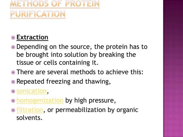 Techniques for protein purification | PPTX | Chemistry | Science